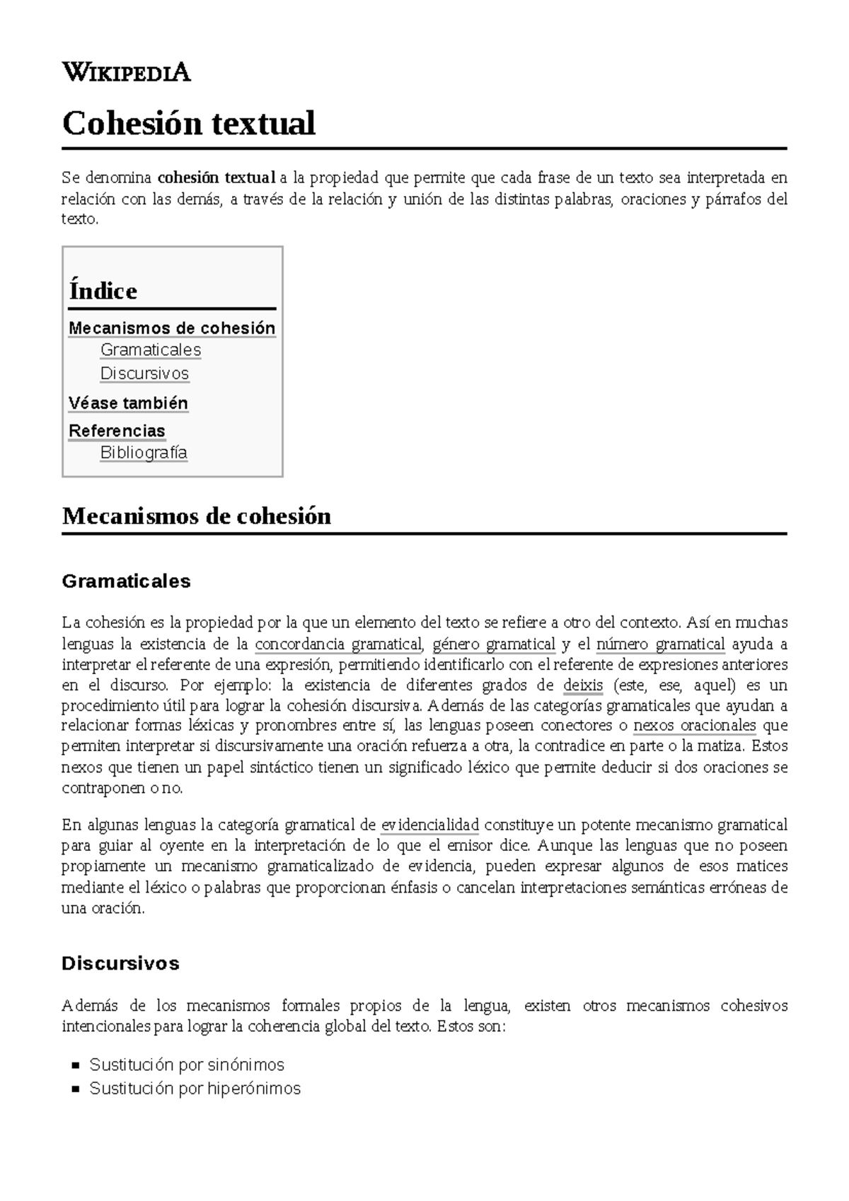 Cohesión textual - Cohesión textual Se denomina cohesión textual a la ...