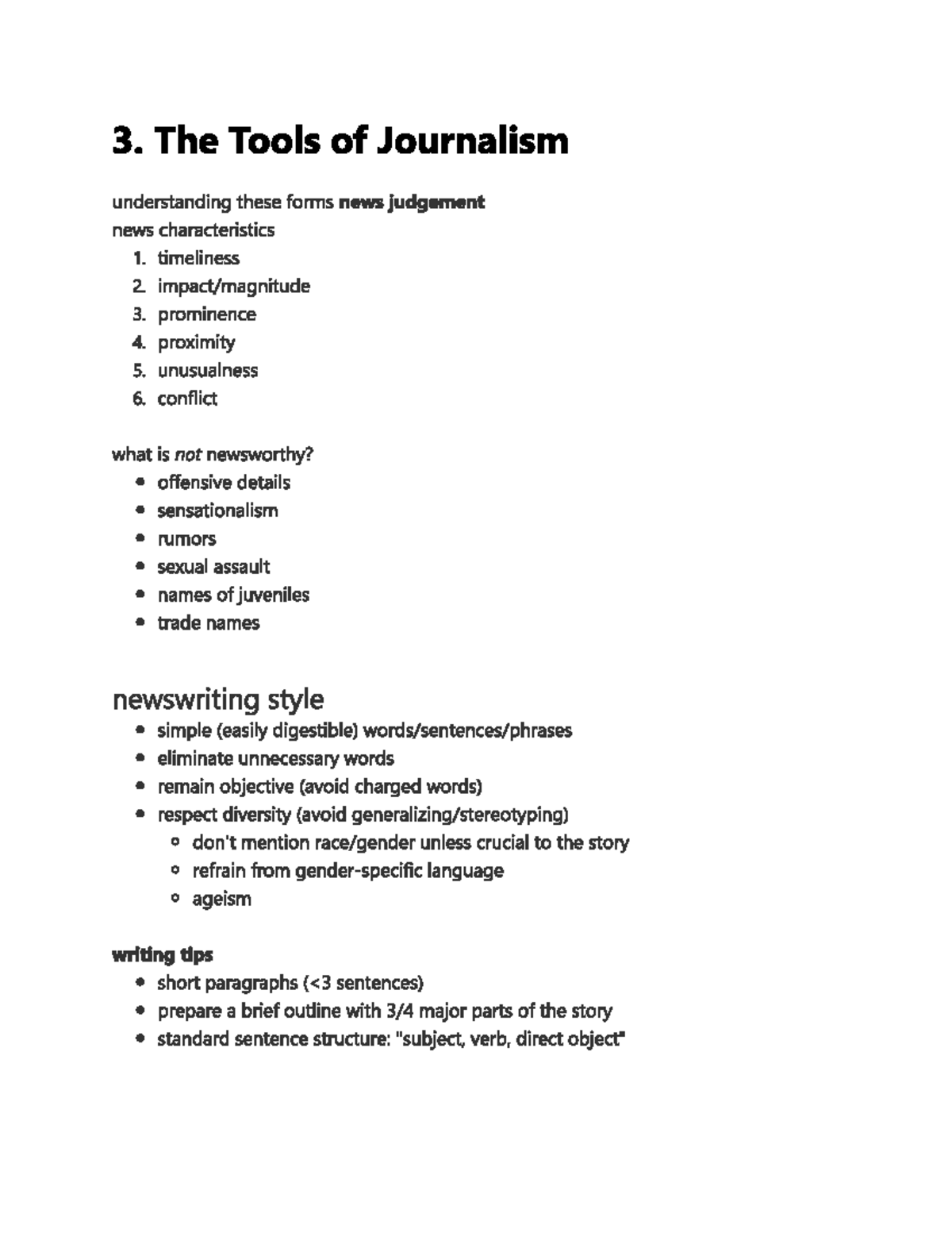 3. The Tools of Journalism - JRNL 1101 - Studocu