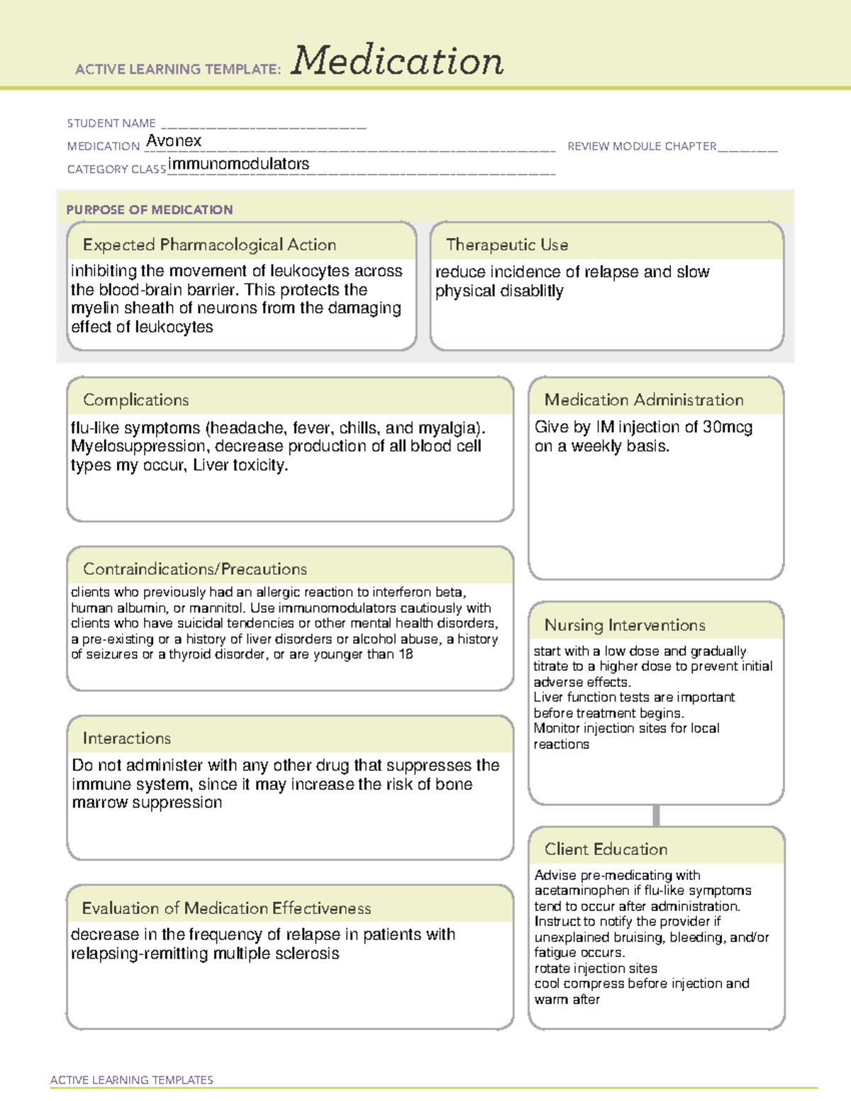 ALT medication week3 - ACTIVE LEARNING TEMPLATES Medication STUDENT ...