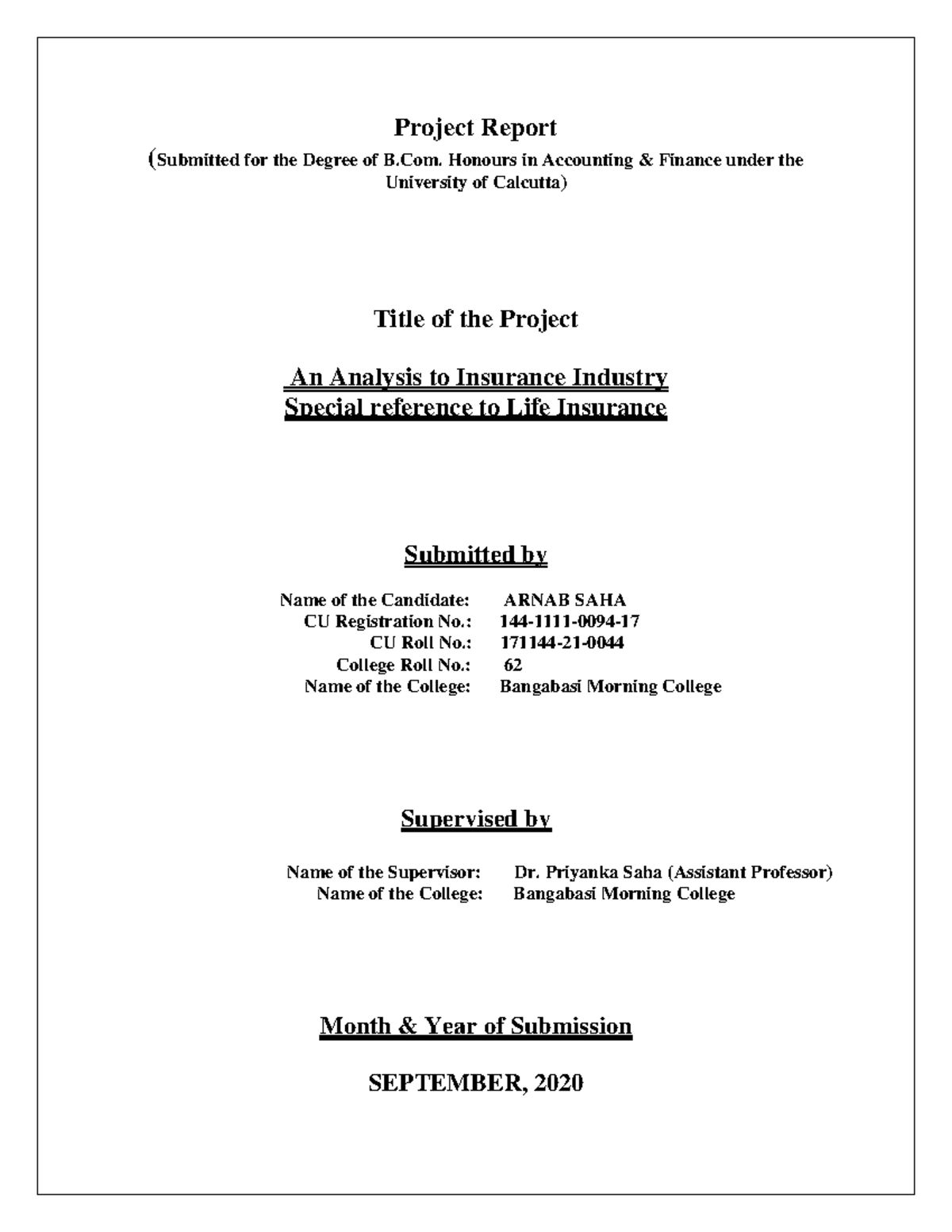 financial analysis of insurance sector of india - Project Report ...