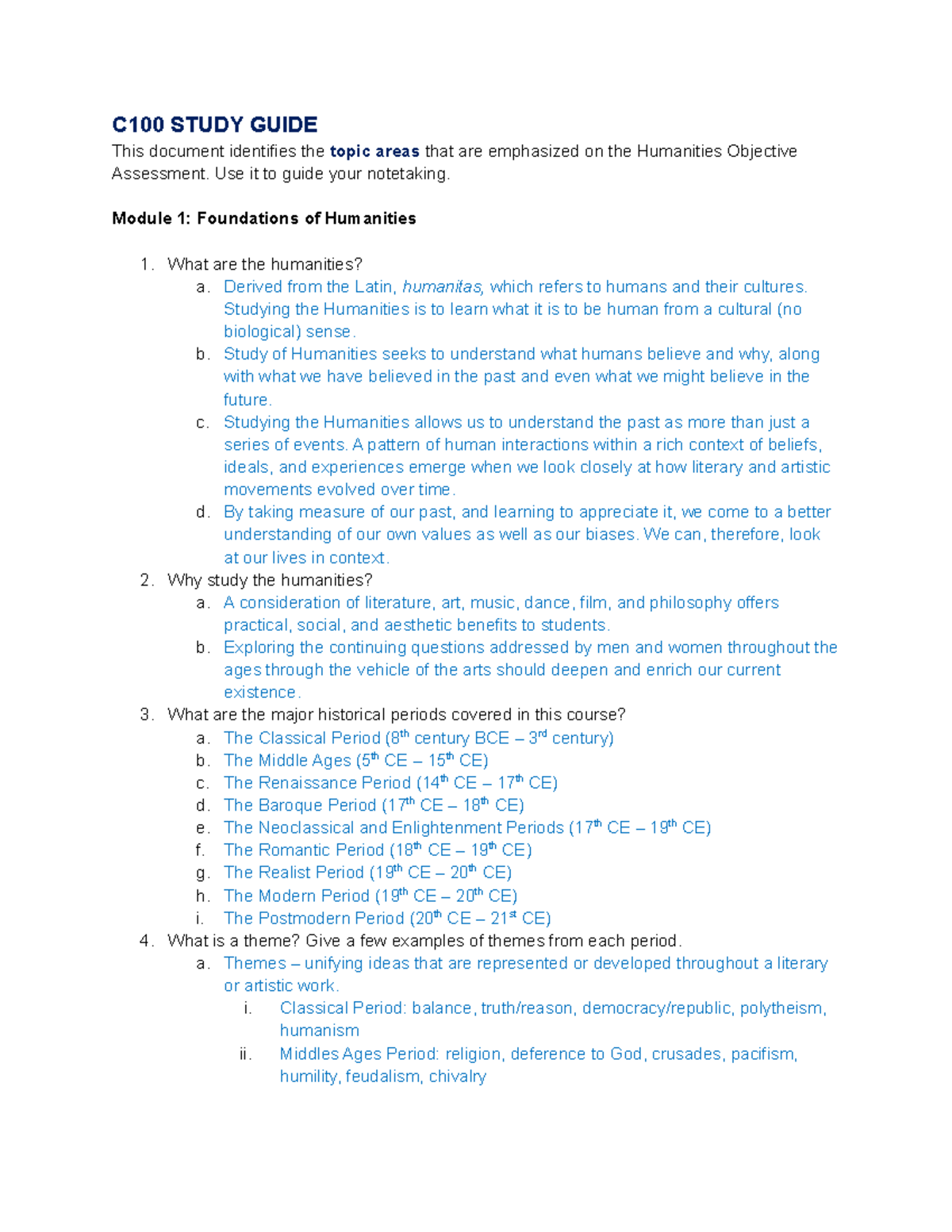 C100 Study Guide - Complete - C100 STUDY GUIDE This document identifies ...