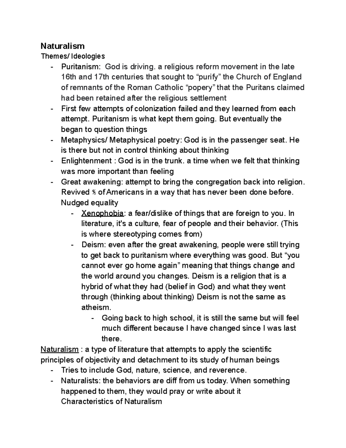 Naturalism - Mr. Bailey - Naturalism Themes/ Ideologies - Puritanism ...