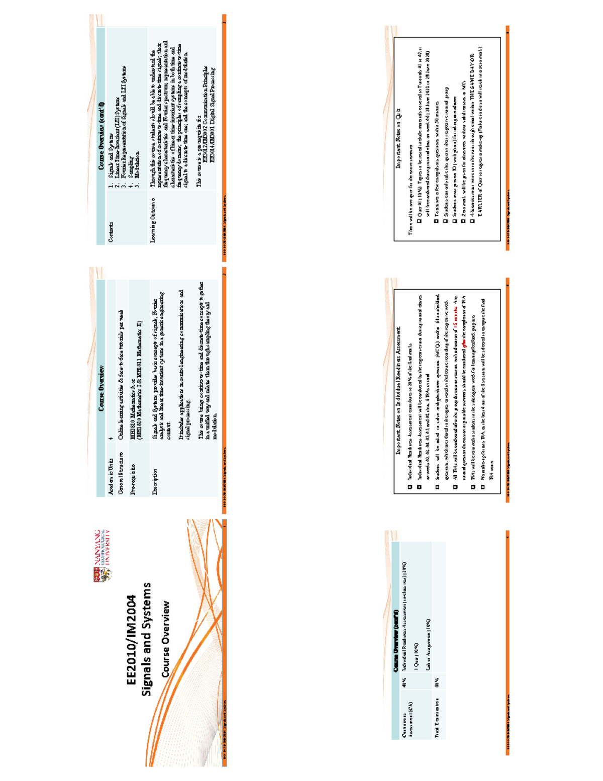 EE2010 Part 1 (Weeks 1-5 6 - EE2010/IM Signals and Systems Course Overview 1 EEE EE2010/IM2004 ...