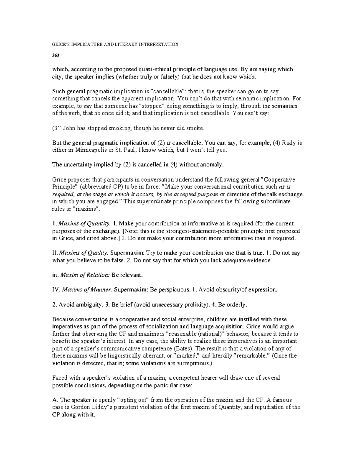 47 Grice’S Implicature AND Literary Interpretation - GRICE’S ...