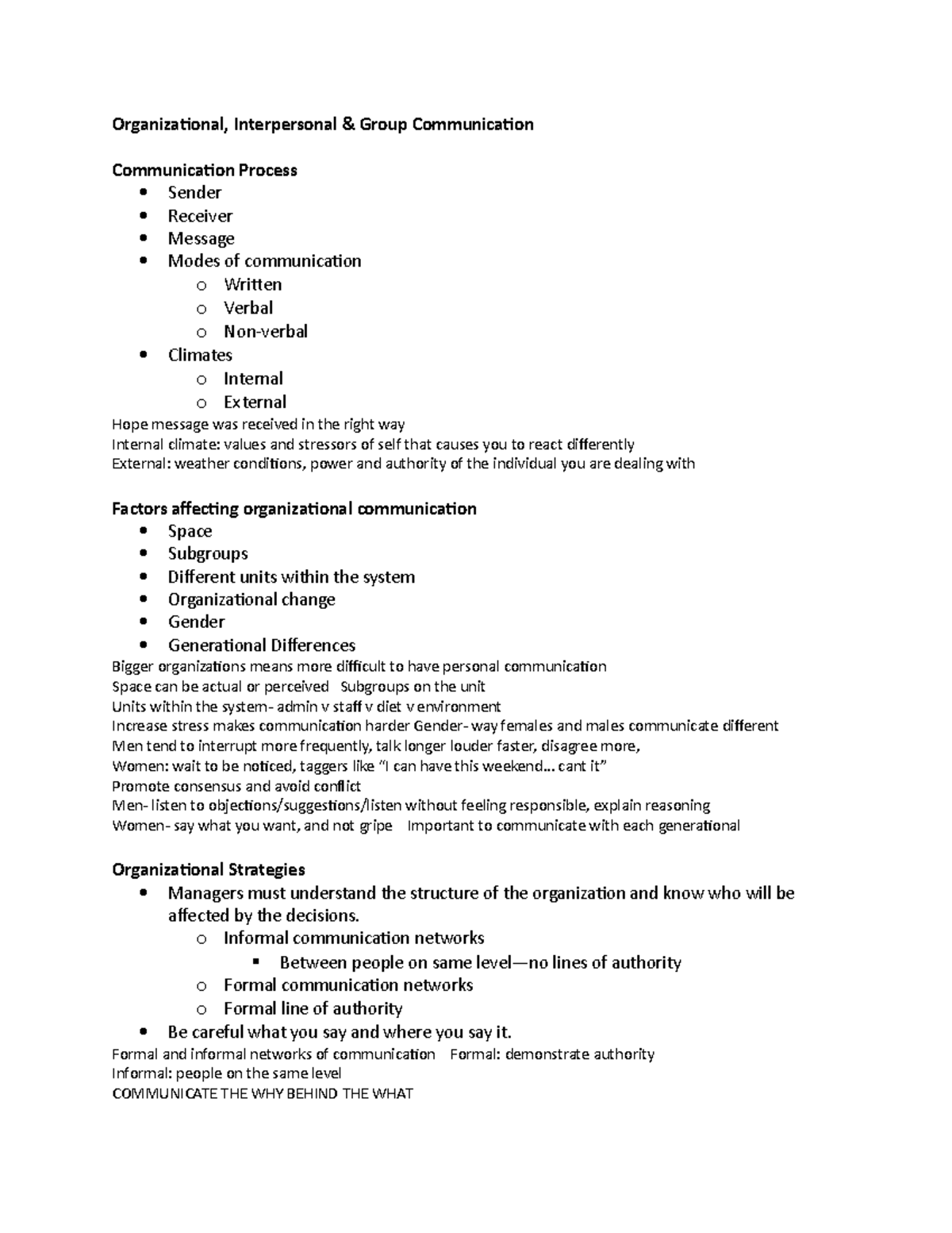 Organizational outline - Organizational, Interpersonal & Group ...