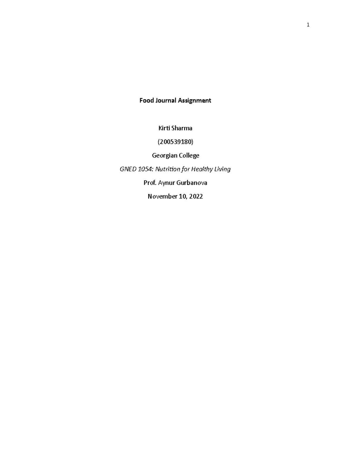 Food Journal Assignment Kirti Sharma - Food Journal Assignment Kirti ...