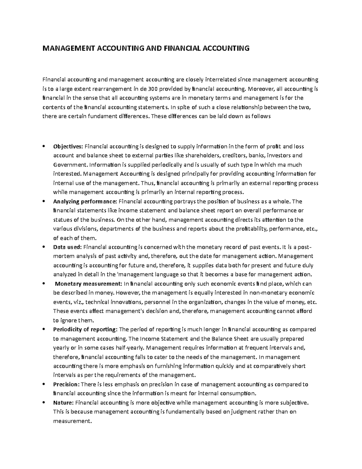 Management accounting and financial accounting - MANAGEMENT ACCOUNTING ...