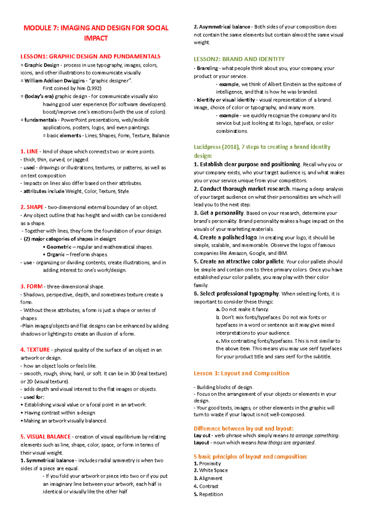 It finals reviewer - MODULE 7: IMAGING AND DESIGN FOR SOCIAL IMPACT ...