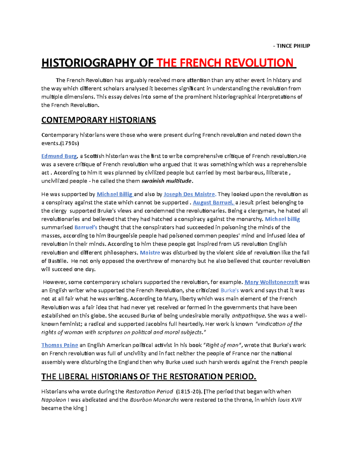 Historiography of French Revolution.. Tince 11735 - TINCE PHILIP ...