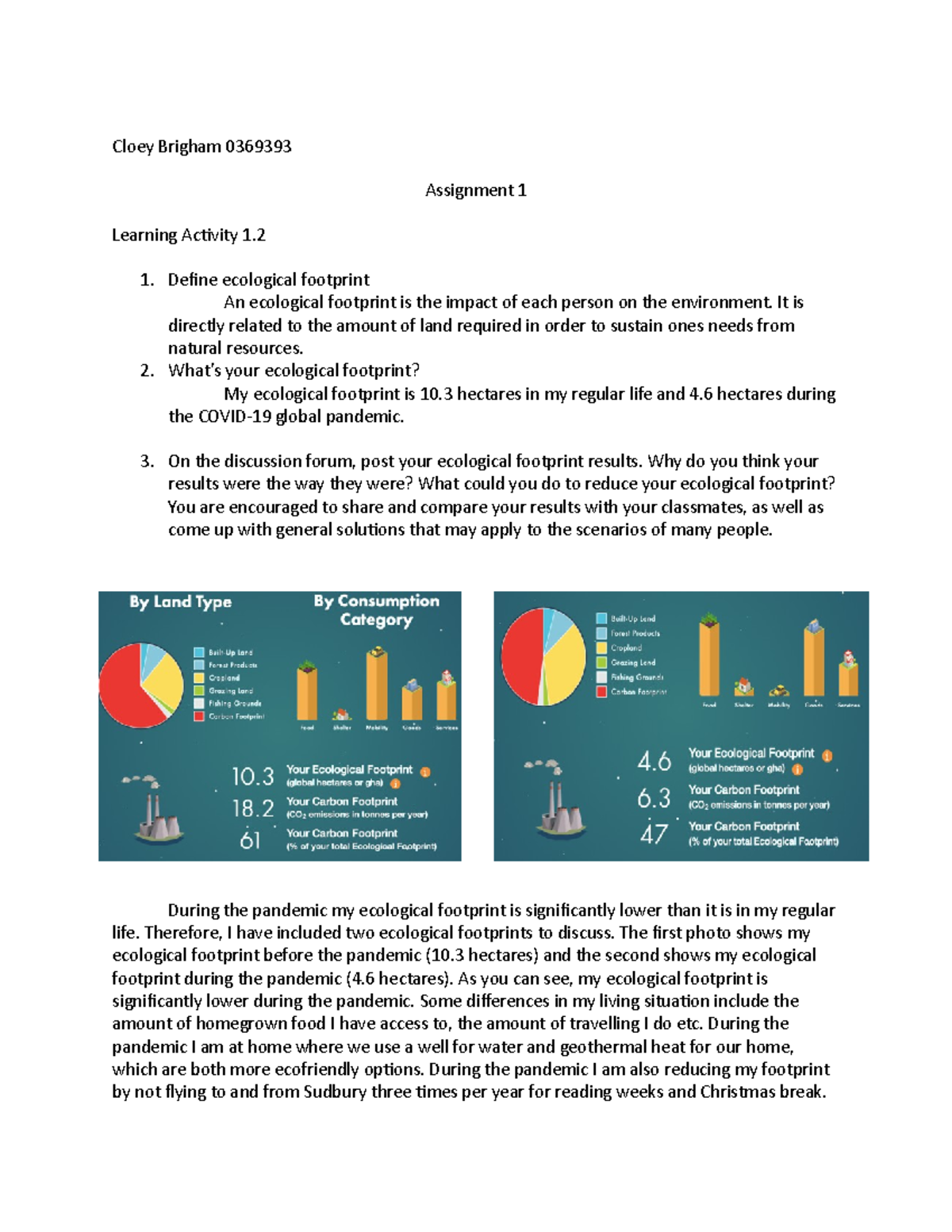Assignment 1 - Cloey Brigham 0369393 Assignment 1 Learning Activity 1 ...