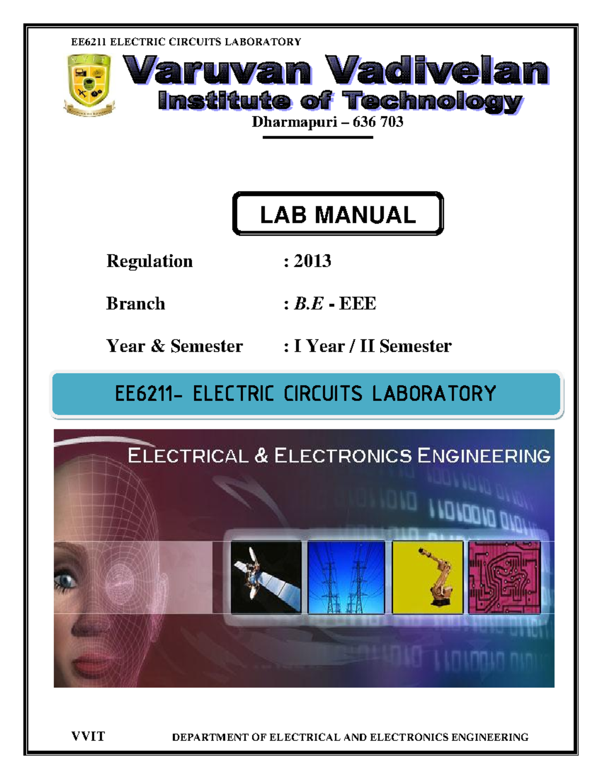 EE6211 Electric Circuits Laboratory - Dharmapuri–636 703 Regulation ...