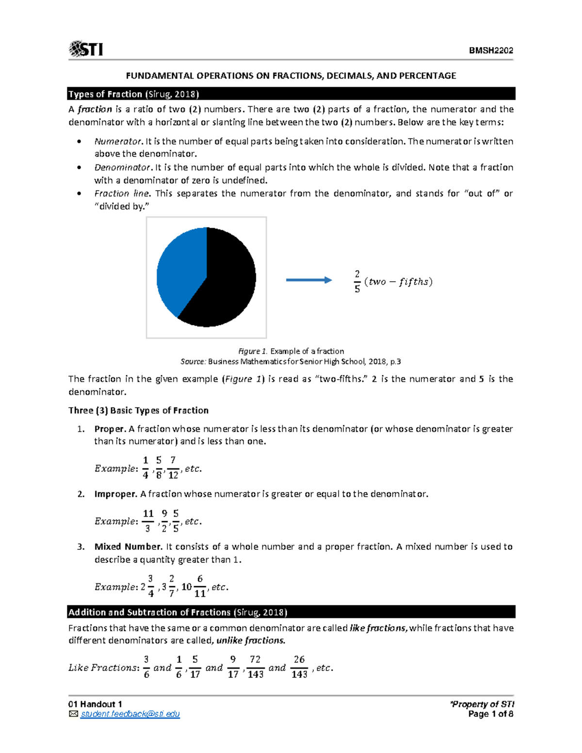 01 Handout 1(20) bus math - 01 Handout 1 *Property of STI FUNDAMENTAL ...