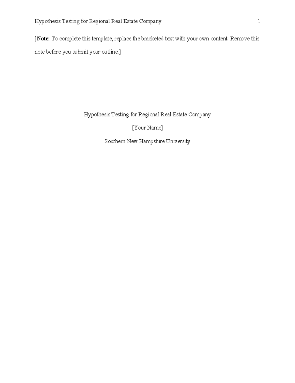 MAT 240 Module Five Assignment Template - Hypothesis Testing for ...