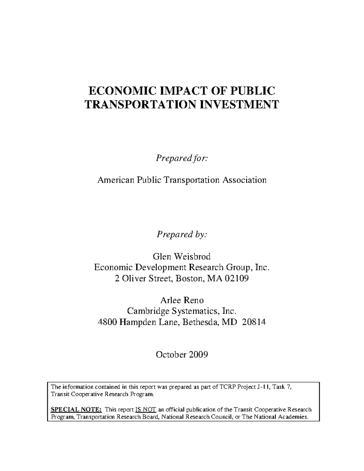 LRT - Transportation - ECONOMIC IMPACT OF PUBLIC TRANSPORTATION ...