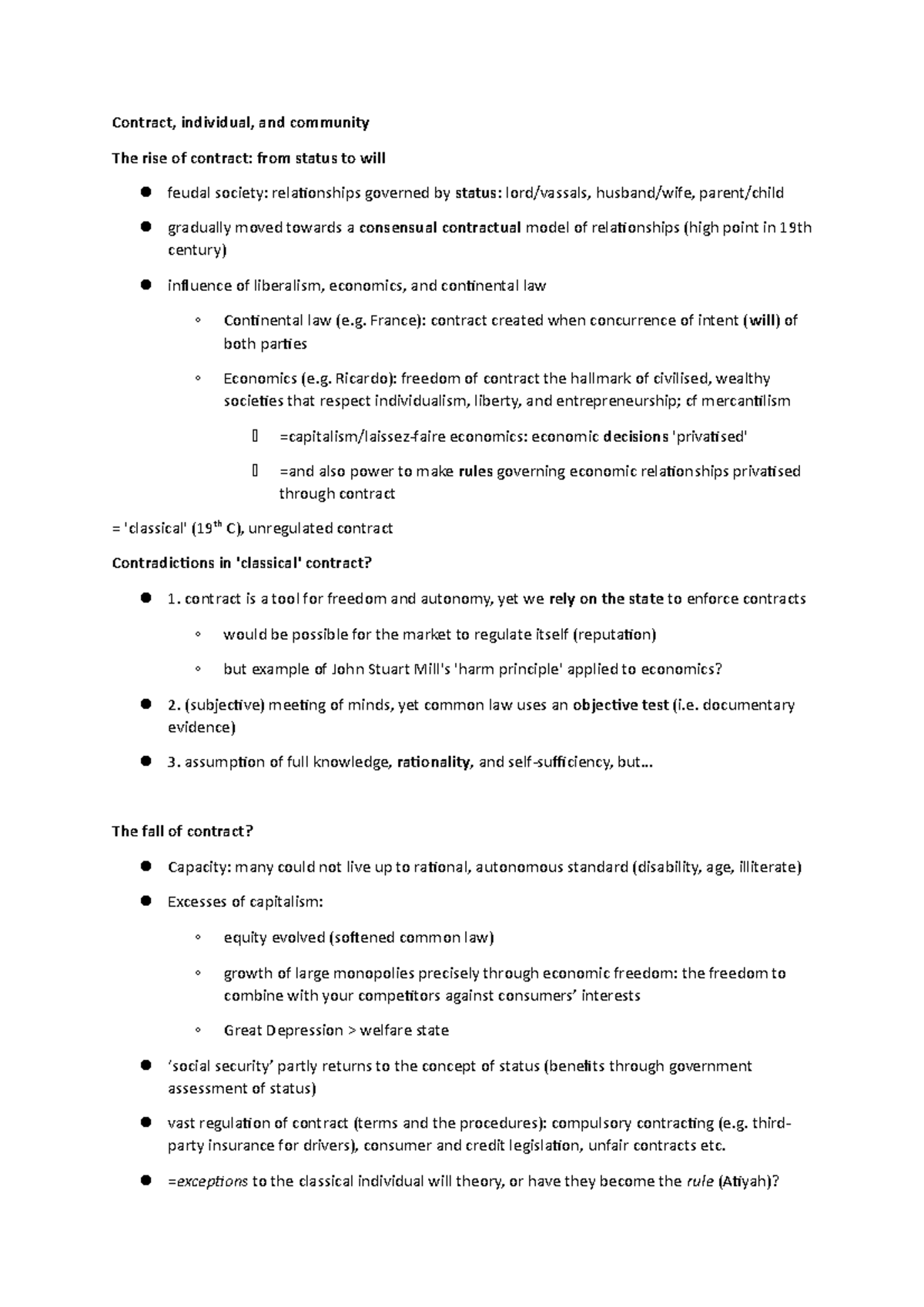 Week 9 - Law and the individual and the community - Contract ...