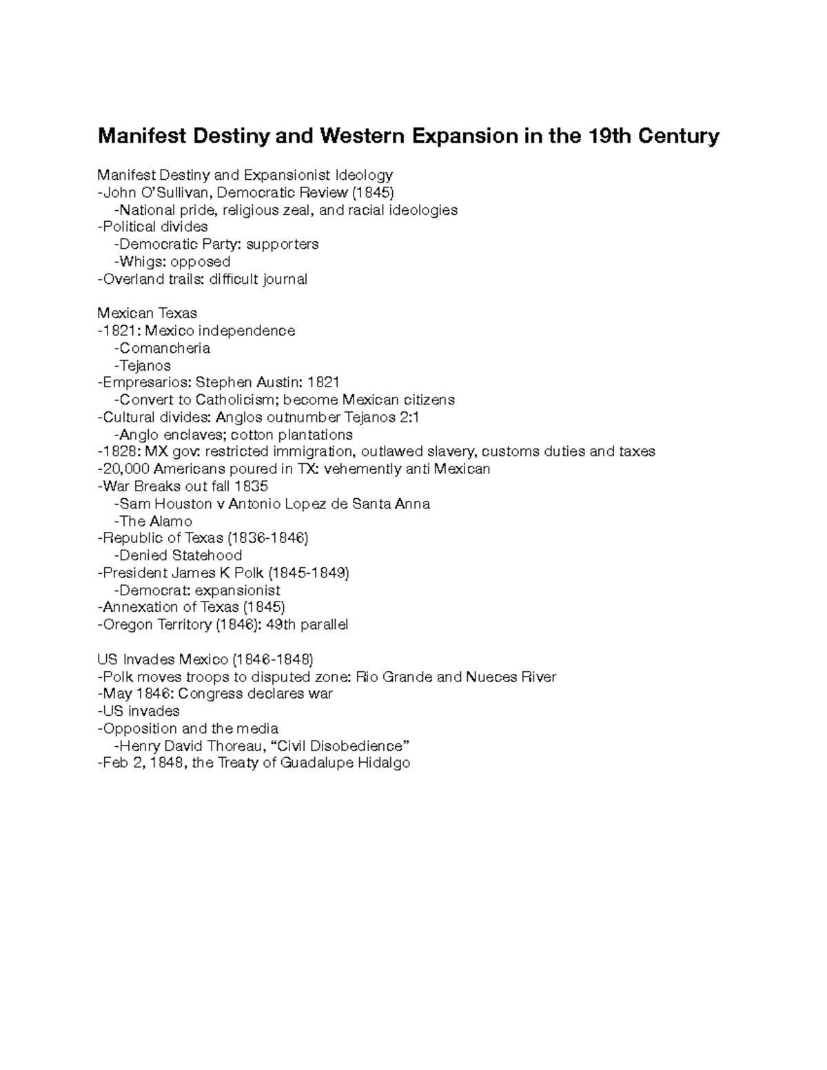 Manifest Destiny and Western Expansion in the 19th Century - Studocu