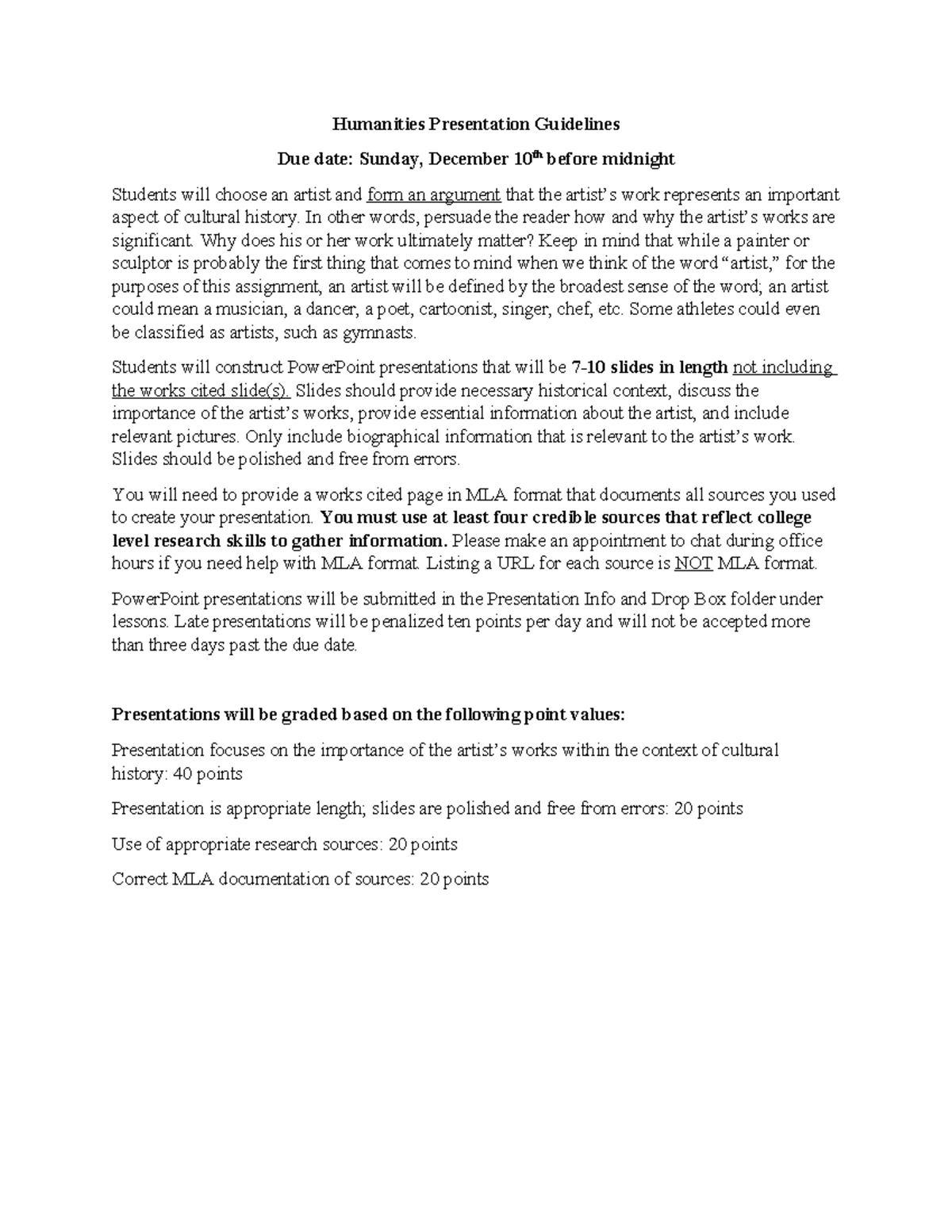 Presentation on Artist Online Class - Humanities Presentation ...