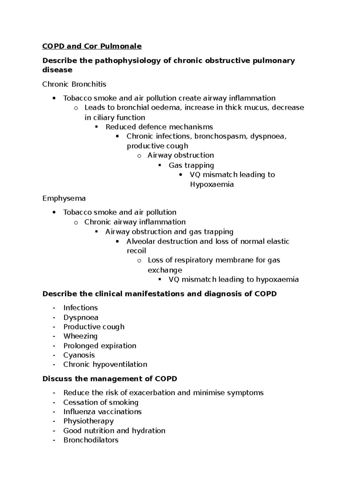 Week 7 Lecture Notes - COPD, Cor Pulmonale and Lung Cancer - COPD and ...
