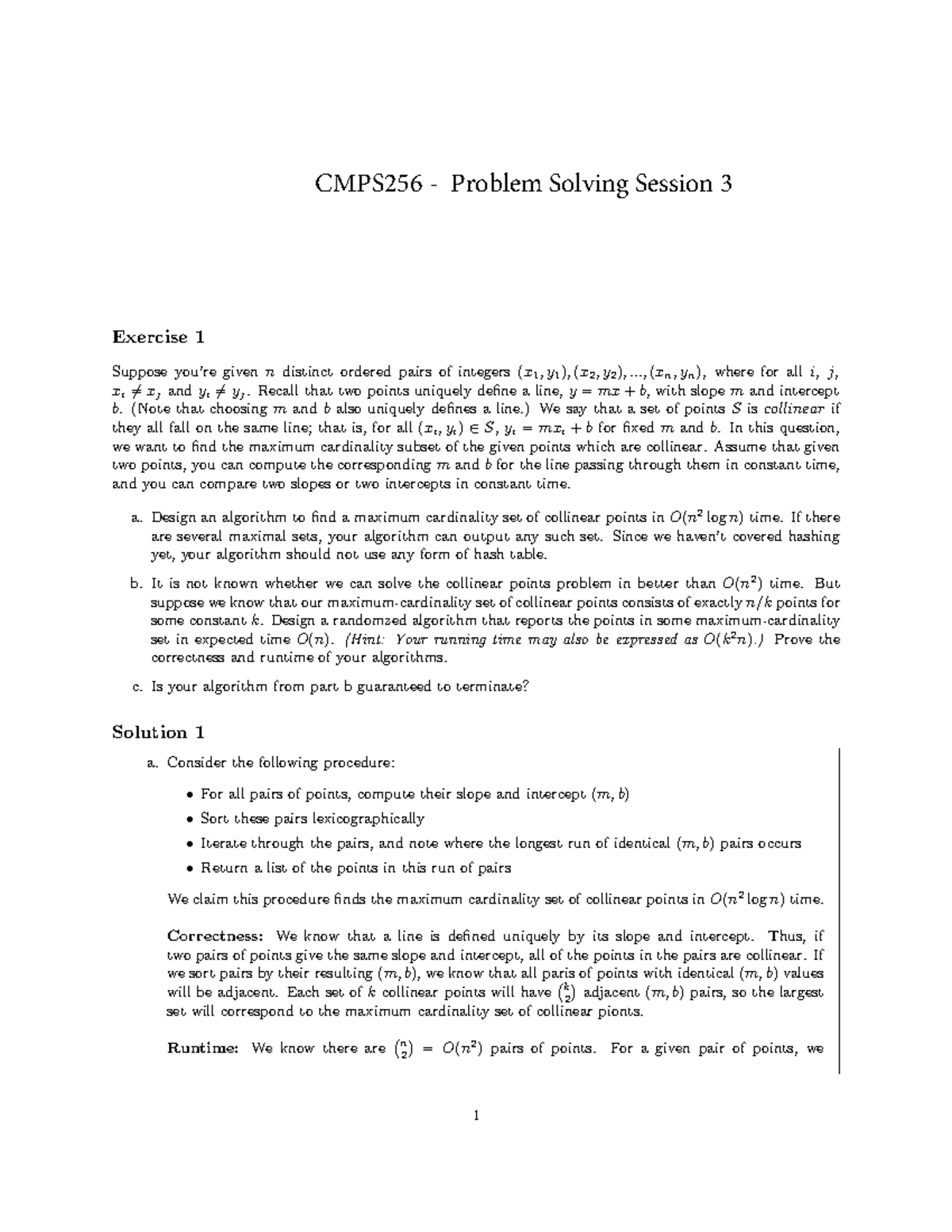 Recitation 2 - After Heap Sort I think - CMPS256 - Problem Solving Session 3 Exercise 1 Suppose ...