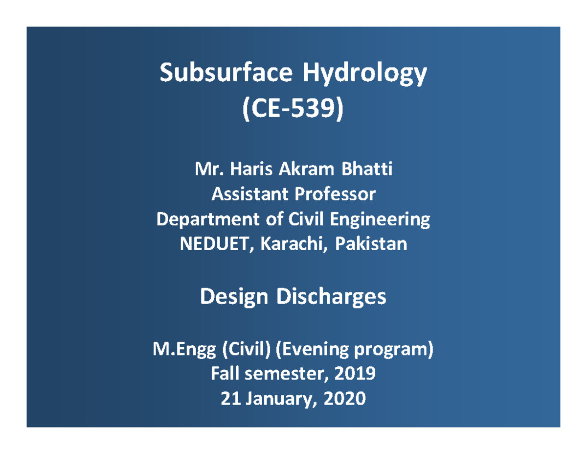 21-January 2020 Lecture 13 SCS-Curve-Number-Method - Subsurface ...