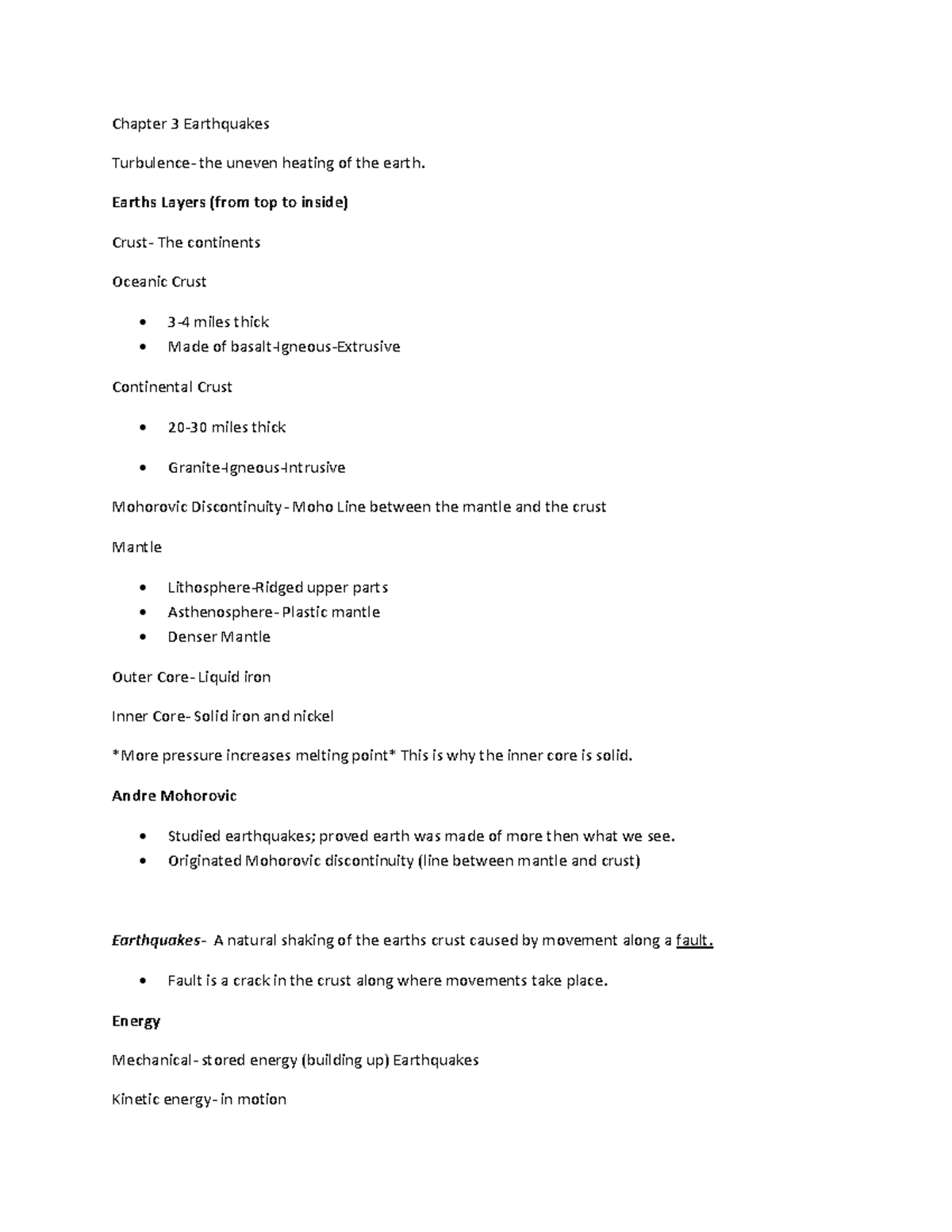 Chapter5environotes - Chapter 3 Earthquakes the uneven heating of the ...