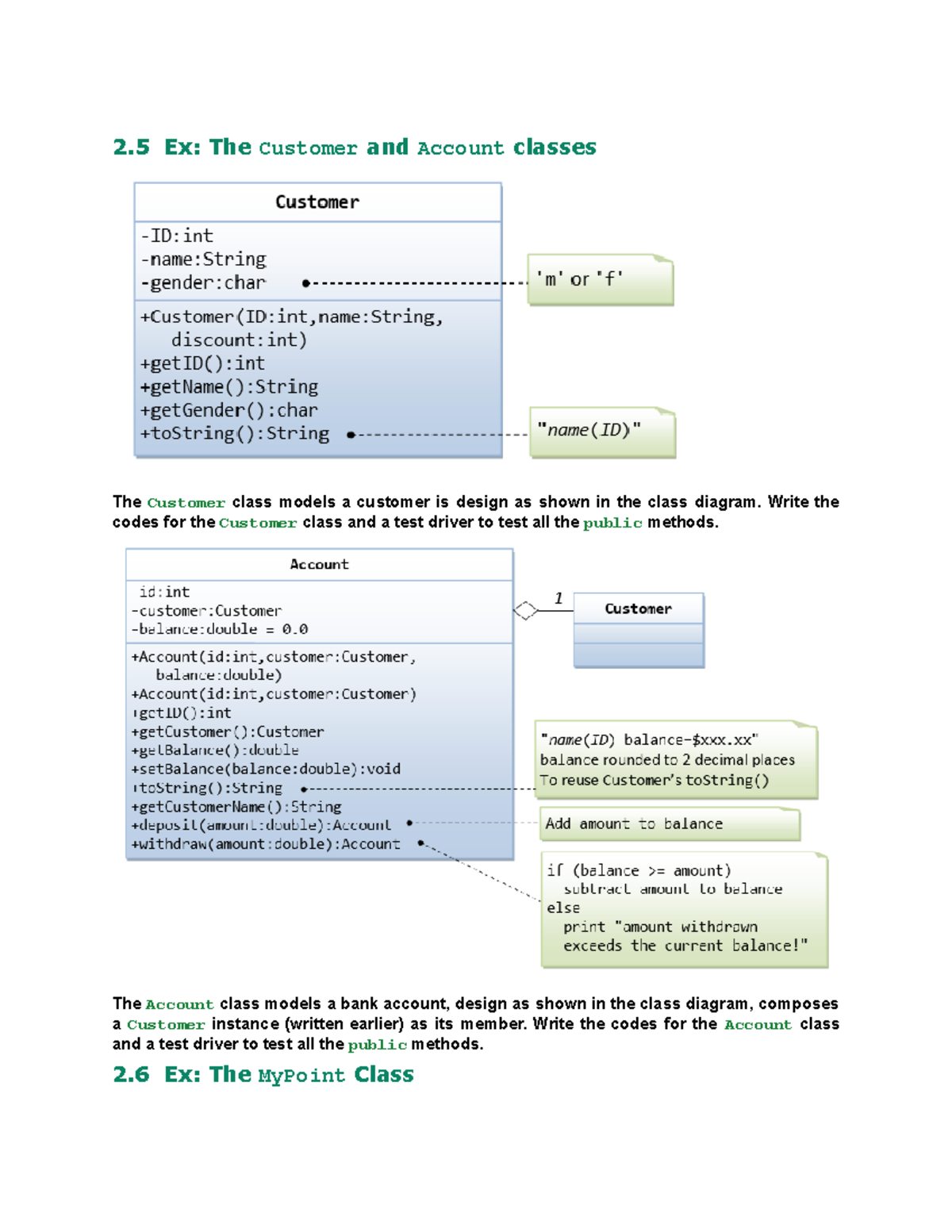 Java Programming Tutorial 20 2 Ex The Customer And Account Classes The Customer Class Models