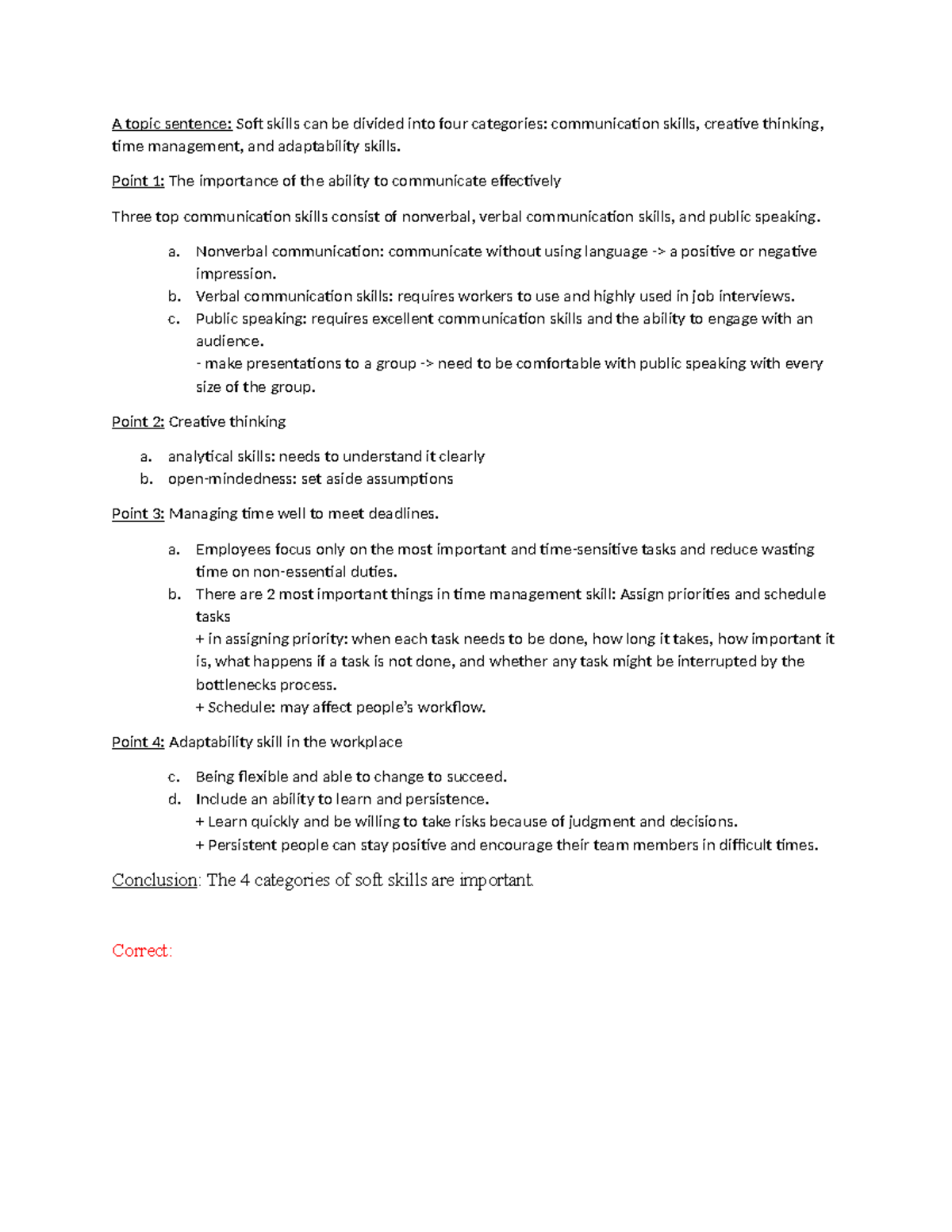 AE2 Midterm - outline - A topic sentence: Soft skills can be divided ...