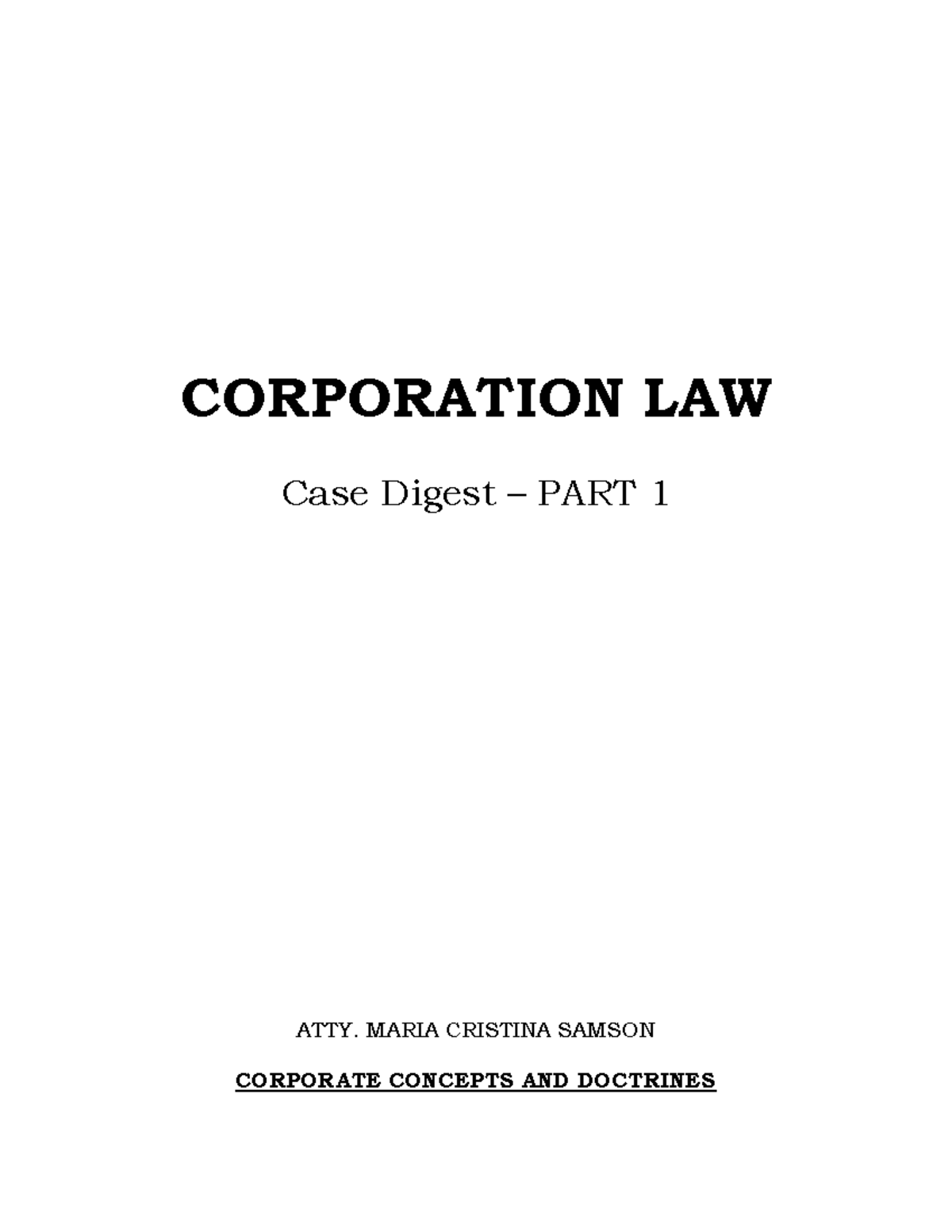 Corporation LAW CASE Digest PART 1 - CORPORATION LAW Case Digest – PART ...
