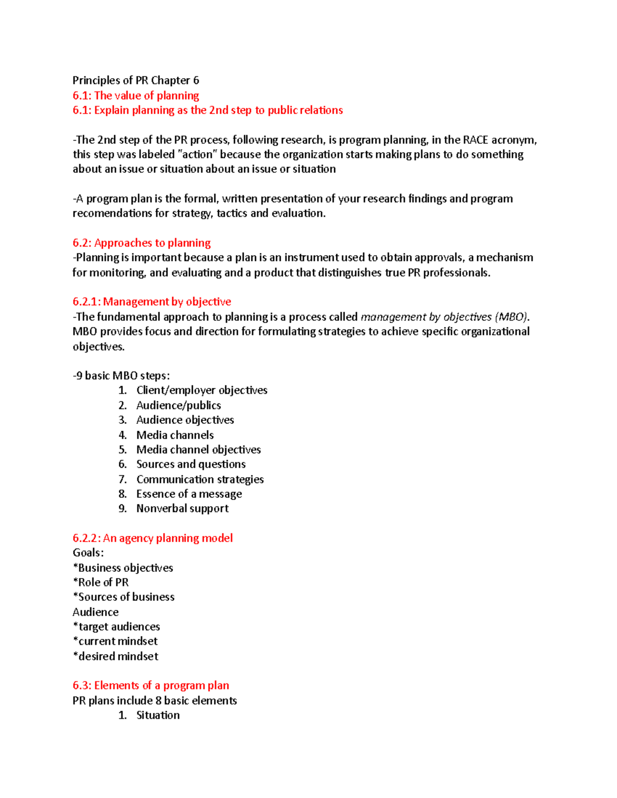 Prin of pr ch 6 - Chapter 6 notes Principles of Public Relations ...