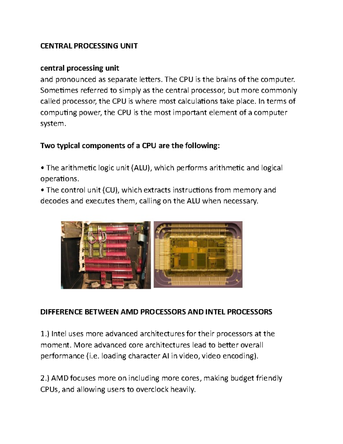 Central Processing Unit - CENTRAL PROCESSING UNIT central processing ...