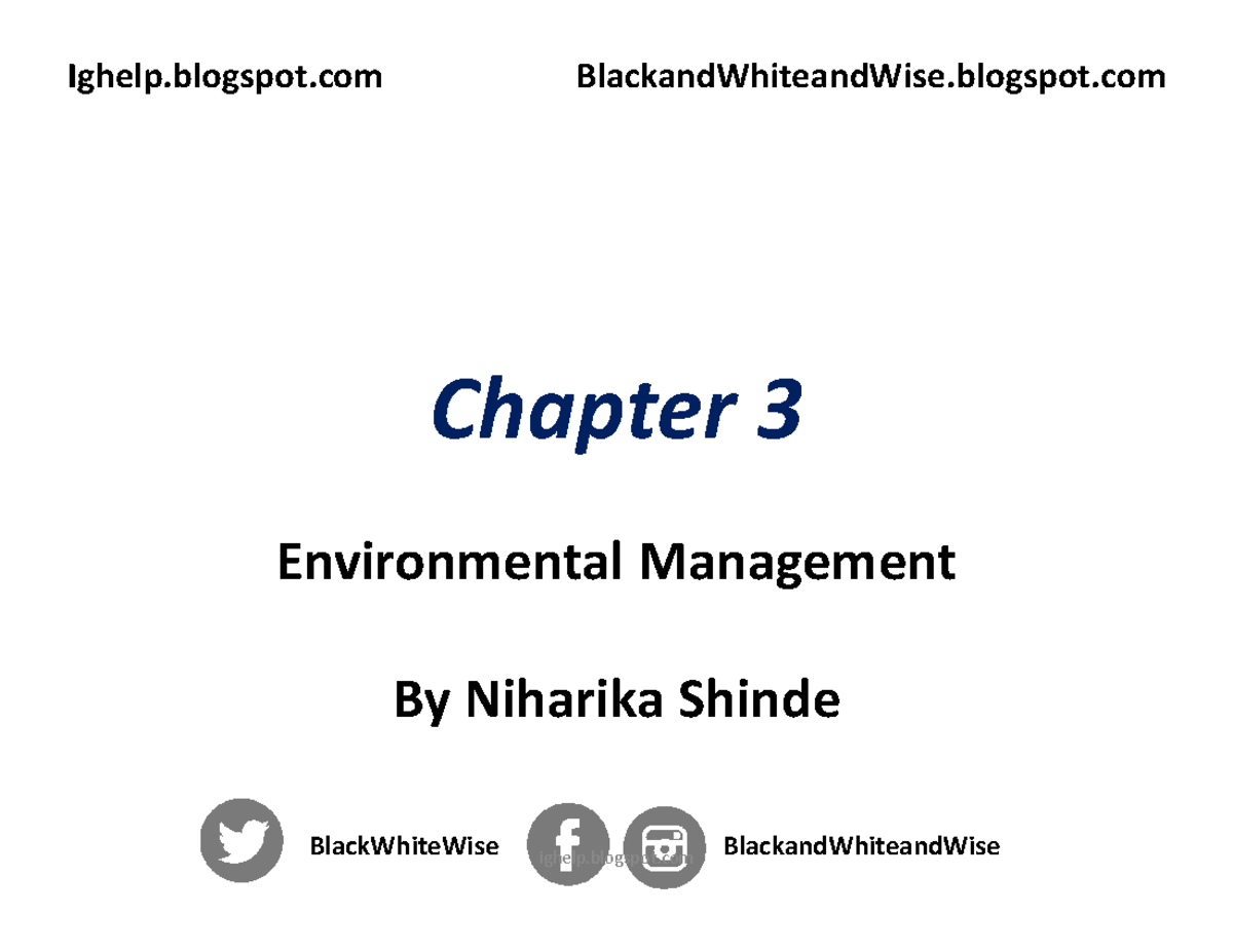 Pdfcoffee - Chapter 3 Ighelp.blogspot BlackandWhiteandWise.blogspot Environmental Management By ...