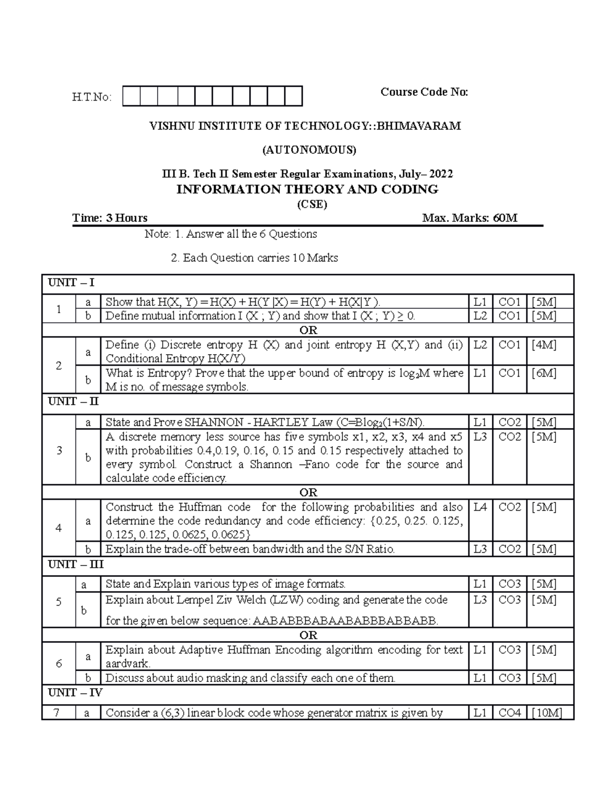 ITC - Pdf - Course Code No: VISHNU INSTITUTE OF TECHNOLOGY::BHIMAVARAM (AUTONOMOUS) III B. Tech ...