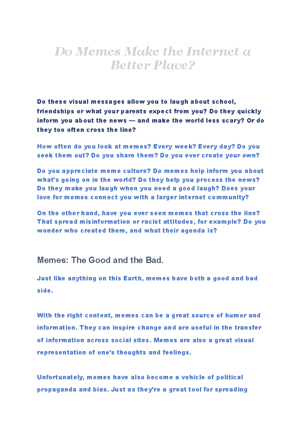 Do Memes Make the Internet a Better Place - Do Memes Make the Internet ...