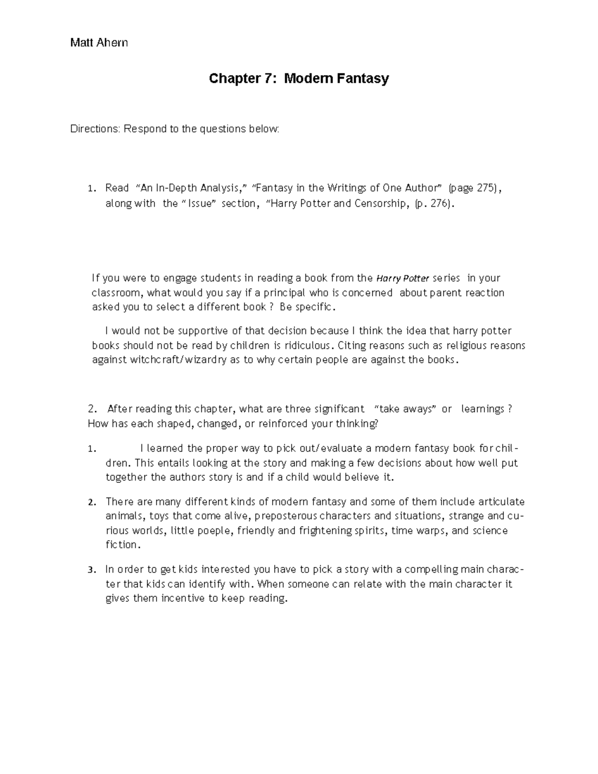 Ch 7 Reflection - in depth ch 7 review - Mat tAher n Chapter 7: Modern ...