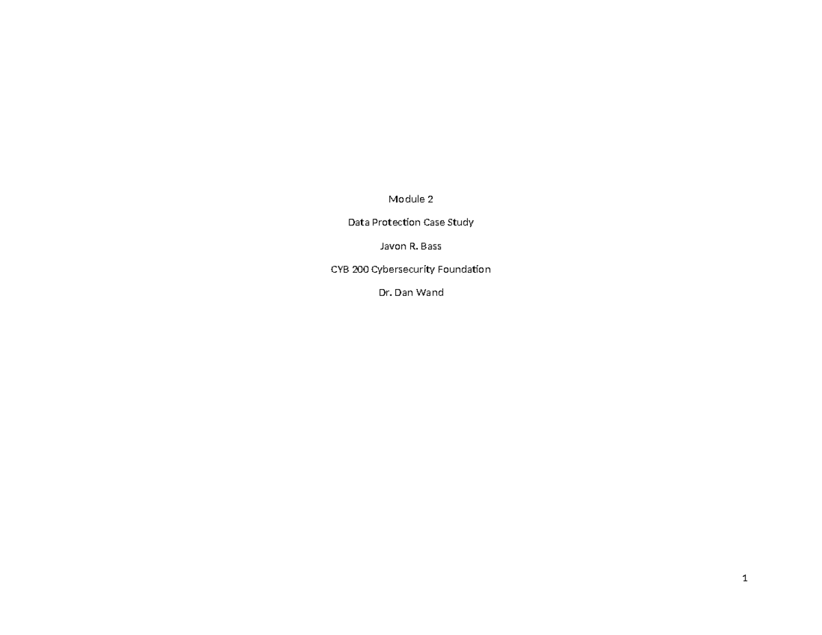 Module 2 - Course work for assignment - Module 2 Data Protection Case ...