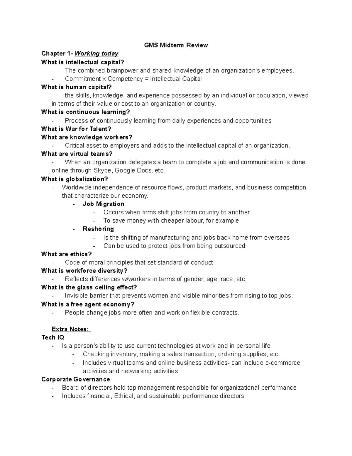 GMS Midterm Review - Commitment x Competency Intellectual Capital What ...