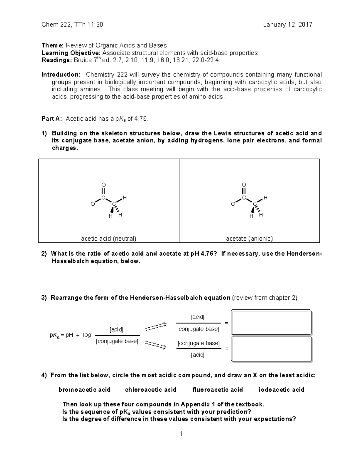 Mc Donald worksheets-2 1 12 - Chem 222, TTh 11:30 January 12, 2017 ...