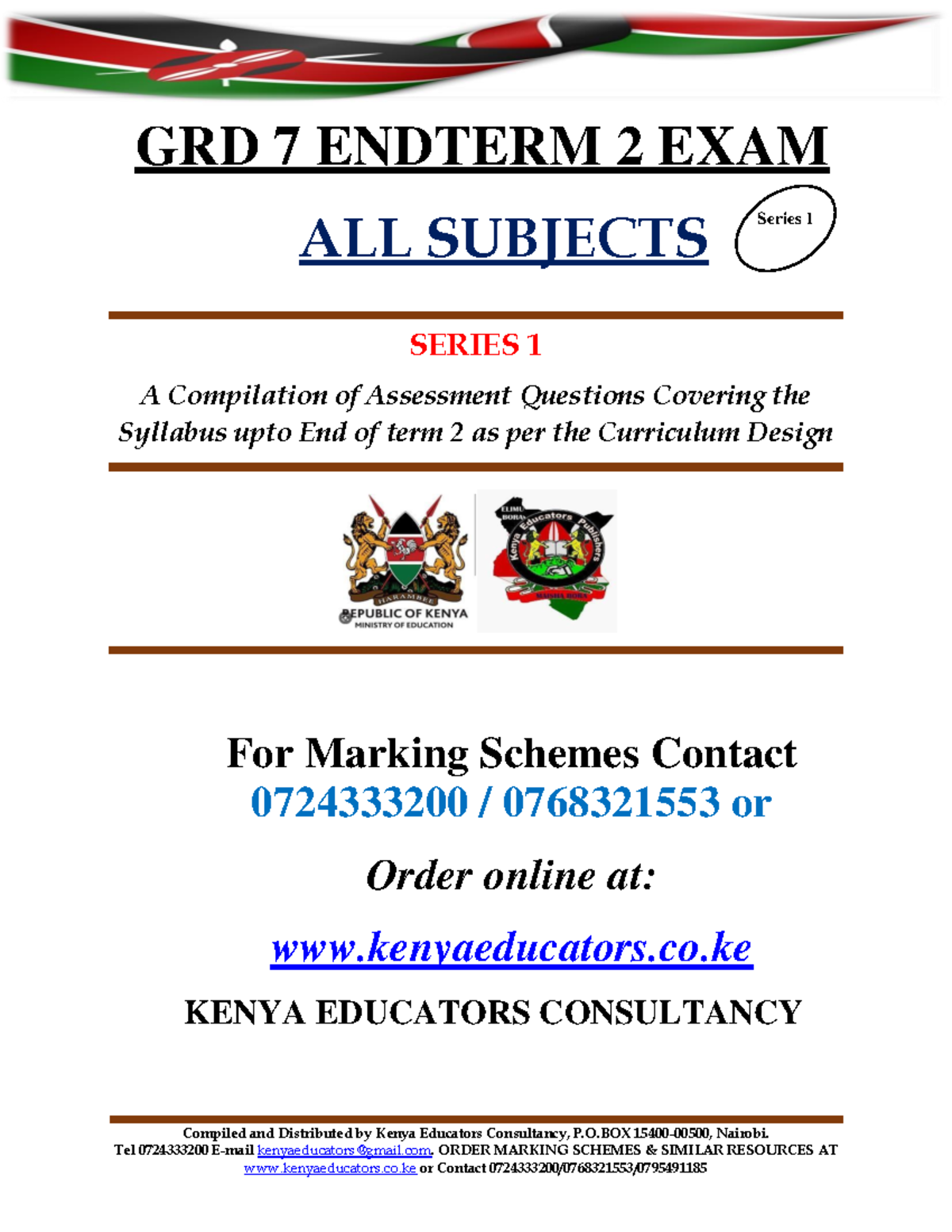 Grade 7 JSS Endterm 2 S1 Exams 2023 - Compiled and Distributed by Kenya ...