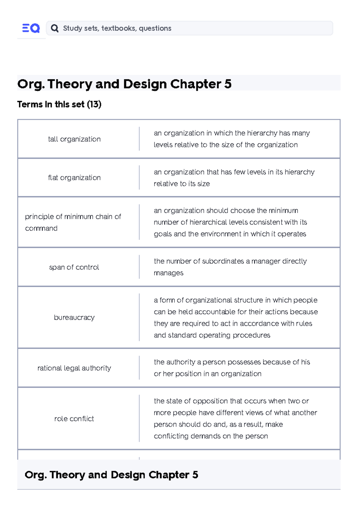 Title Ques for OB ch 5 - Free trial Profi Org. Theory and Design Chapter 5 Terms in this set (13 ...