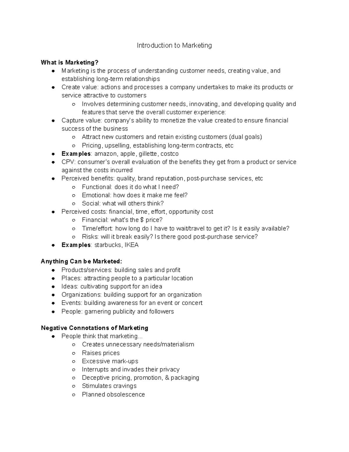 Week 1 - Introduction to Marketing - Introduction to Marketing What is ...