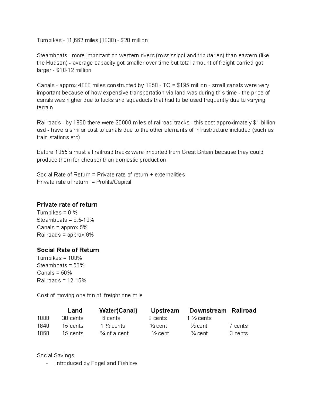 Am Econ Hist 10 16 23 - lecture notes - Turnpikes - 11,662 miles (1830 ...