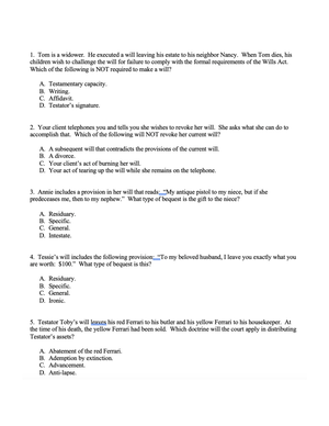 Wills and Trusts outline 2021 - Central Question: Who gets your ...