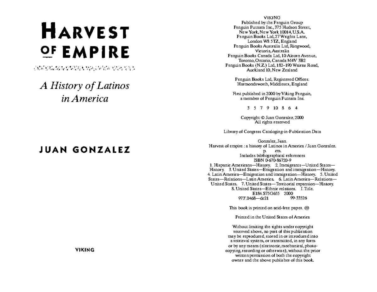 Gonzalez Free Trade in Harvest of Empire - HARVEST OF EMPIRE A History ...