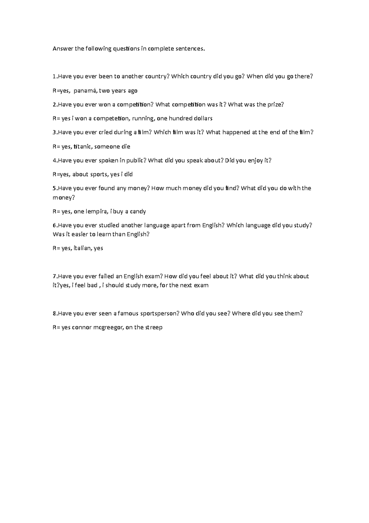 Classwork 3 - practica - Answer the following questions in complete ...