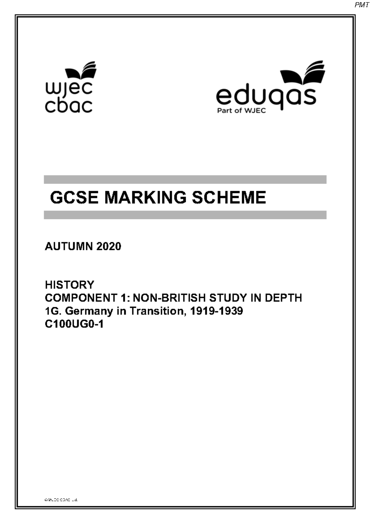 November 2020 MS - Component 1 Option G Eduqas History GCSE - GCSE ...