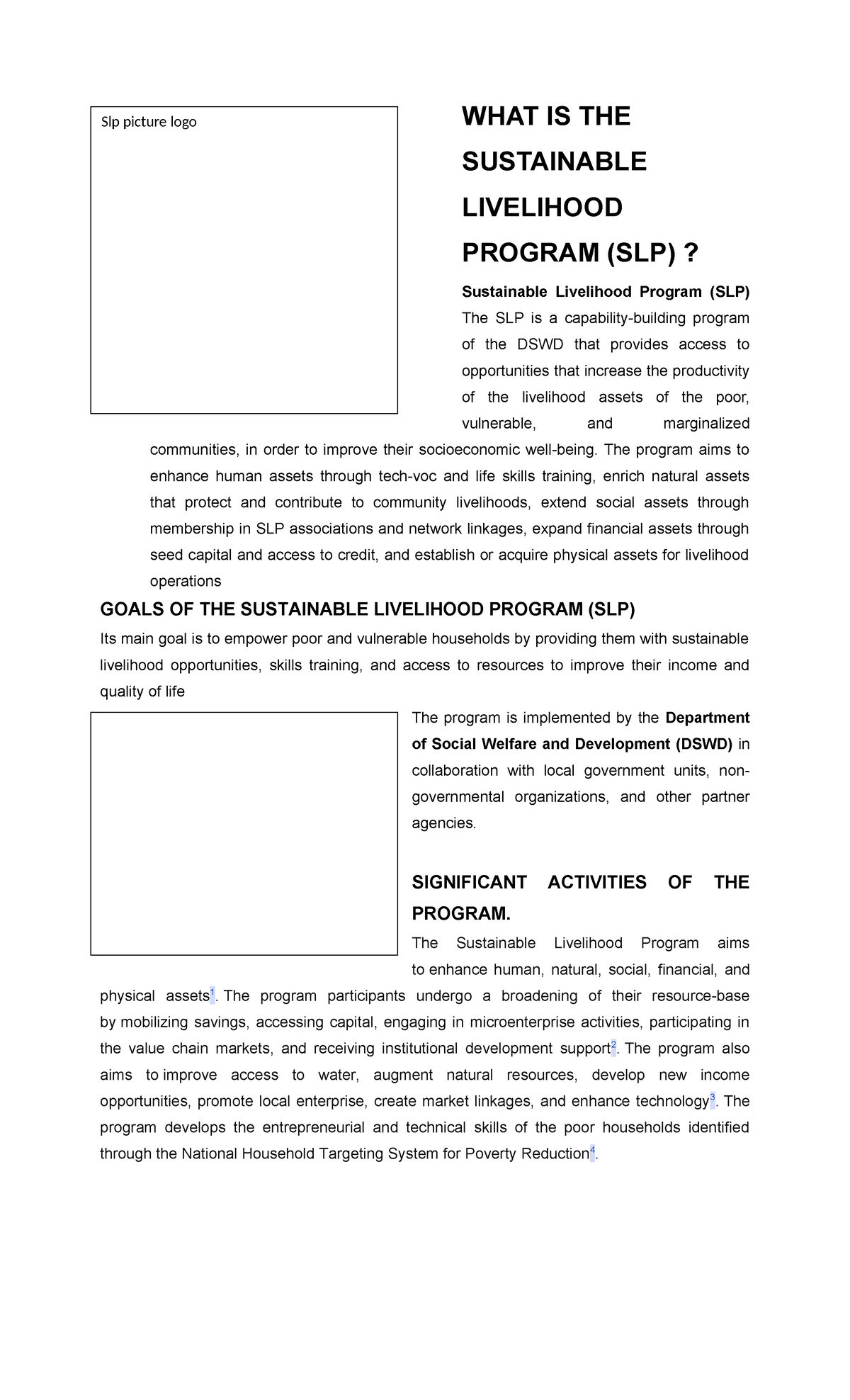 Applied-economics-copy - WHAT IS THE SUSTAINABLE LIVELIHOOD PROGRAM ...