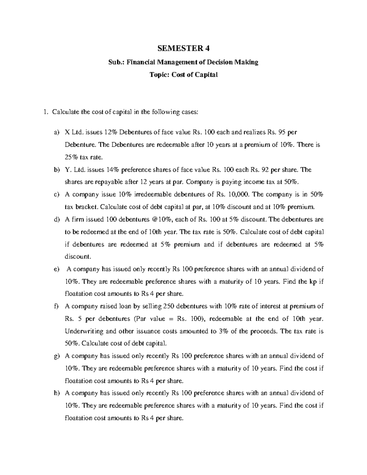 FMDM Module 2 Sums - finance trade notes - SEMESTER 4 Sub.: Financial ...