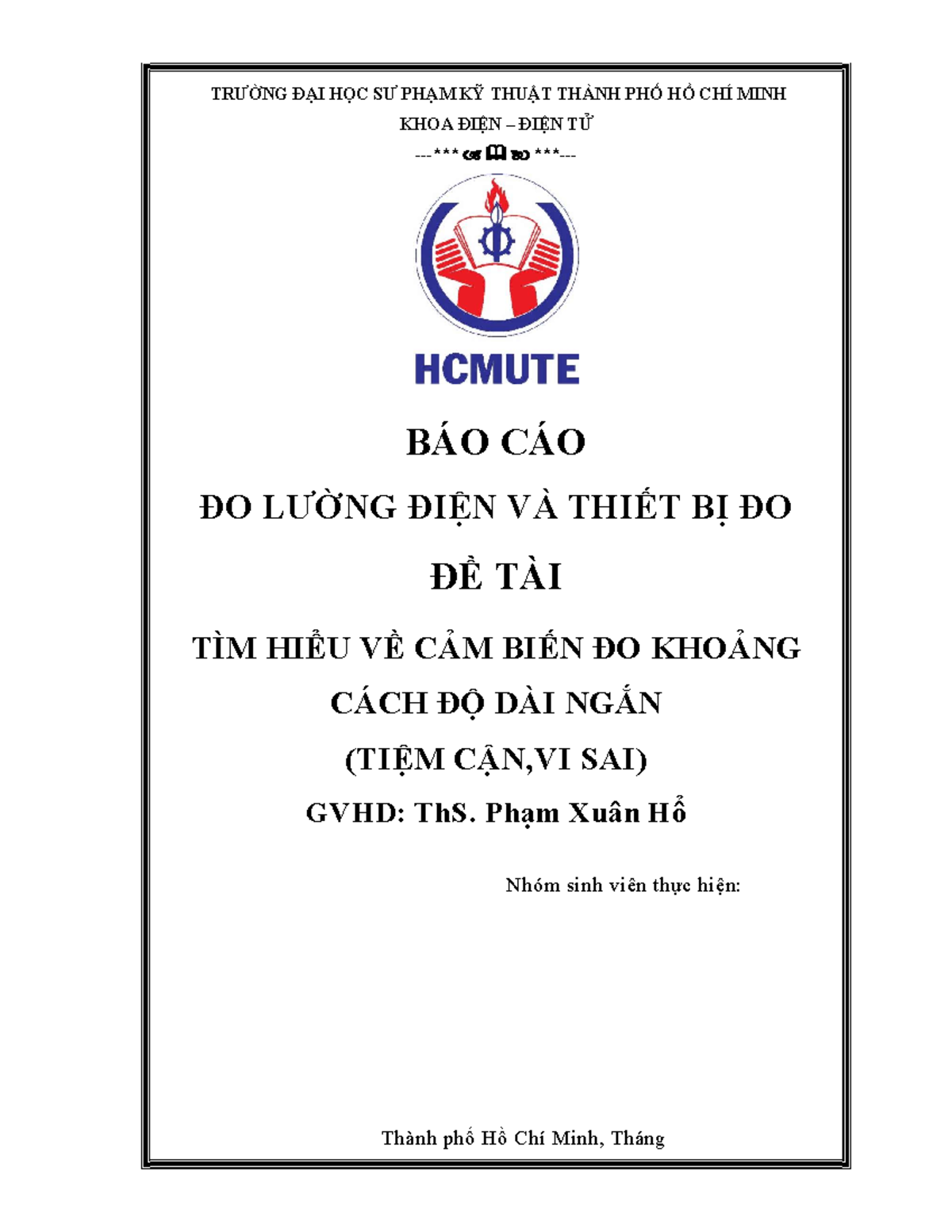 Bao cao Do luong dien(Thầy Hổ) - Nhóm sinh viên thực hiện: TRƯỜNG ĐẠI ...