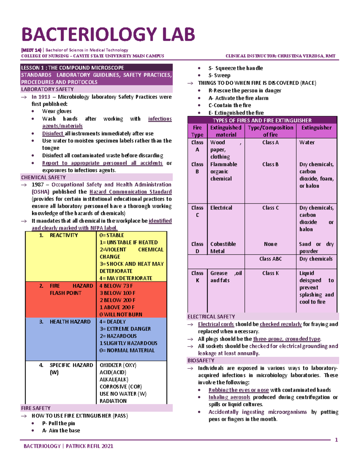 MEDT14- Bacterilogy-LAB - BACTERIOLOGY LAB (MEDT 14 ) | Bachelor of ...