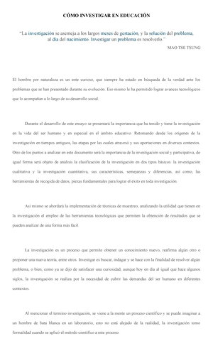 COMO Llevar A CABO UN Proyecto DE Educación Informal Investigación ...